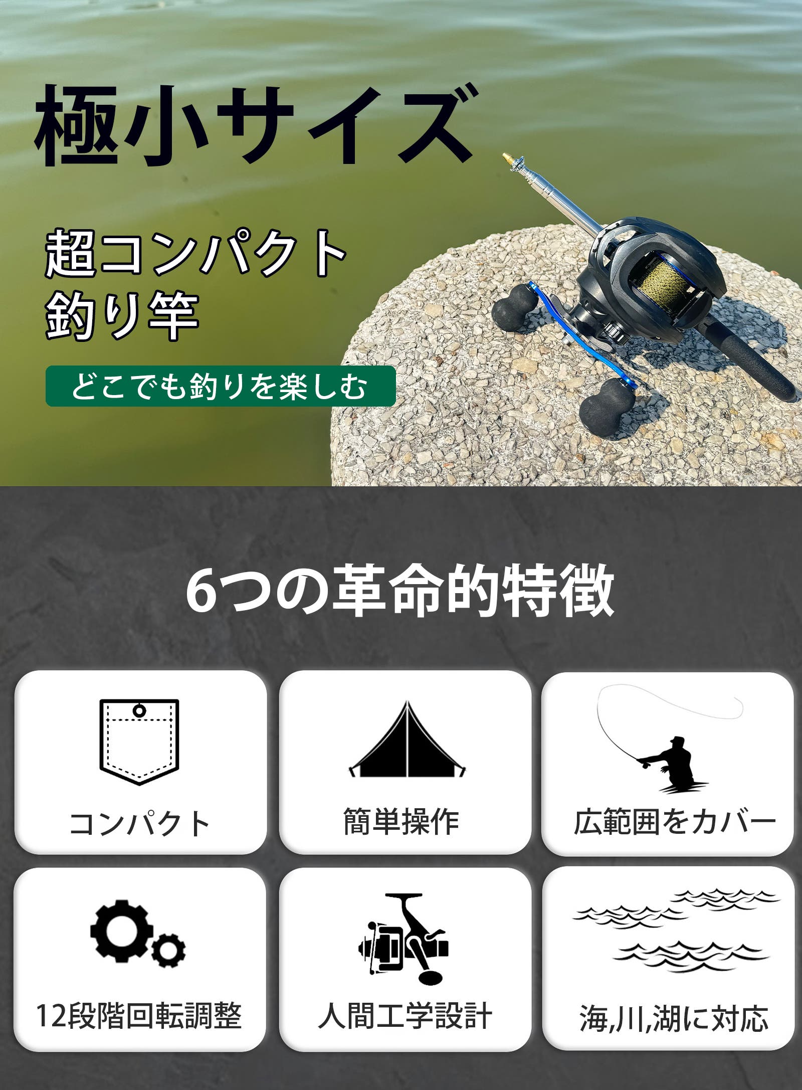 【釣り革命】どこでも本格的な釣りを楽しめるミニ釣り竿｜MINI ROD2｜マクアケ - アタラシイものや体験の応援購入サービス