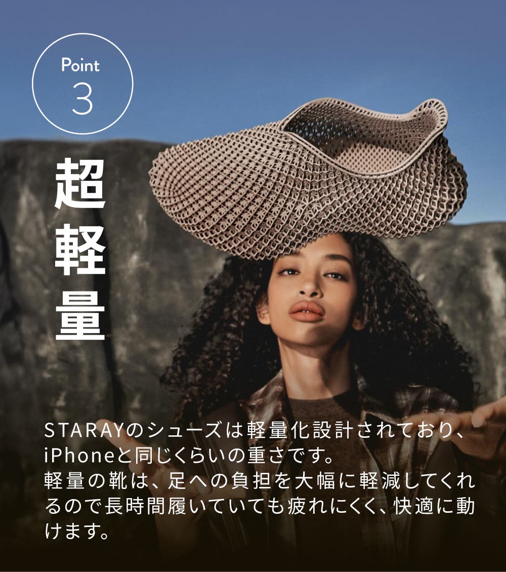 3Dプリントで作られた、未体験の履き心地。蒸れない・洗えるシューズ｜STARAY｜マクアケ - アタラシイものや体験の応援購入サービス