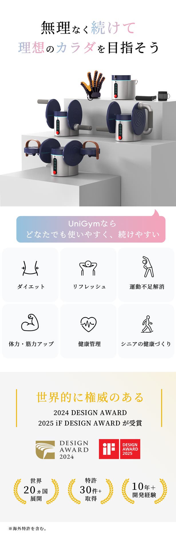家トレがかつてないほど簡単に！無理なく続けて理想のカラダを目指そう｜UniGym｜マクアケ - アタラシイものや体験の応援購入サービス